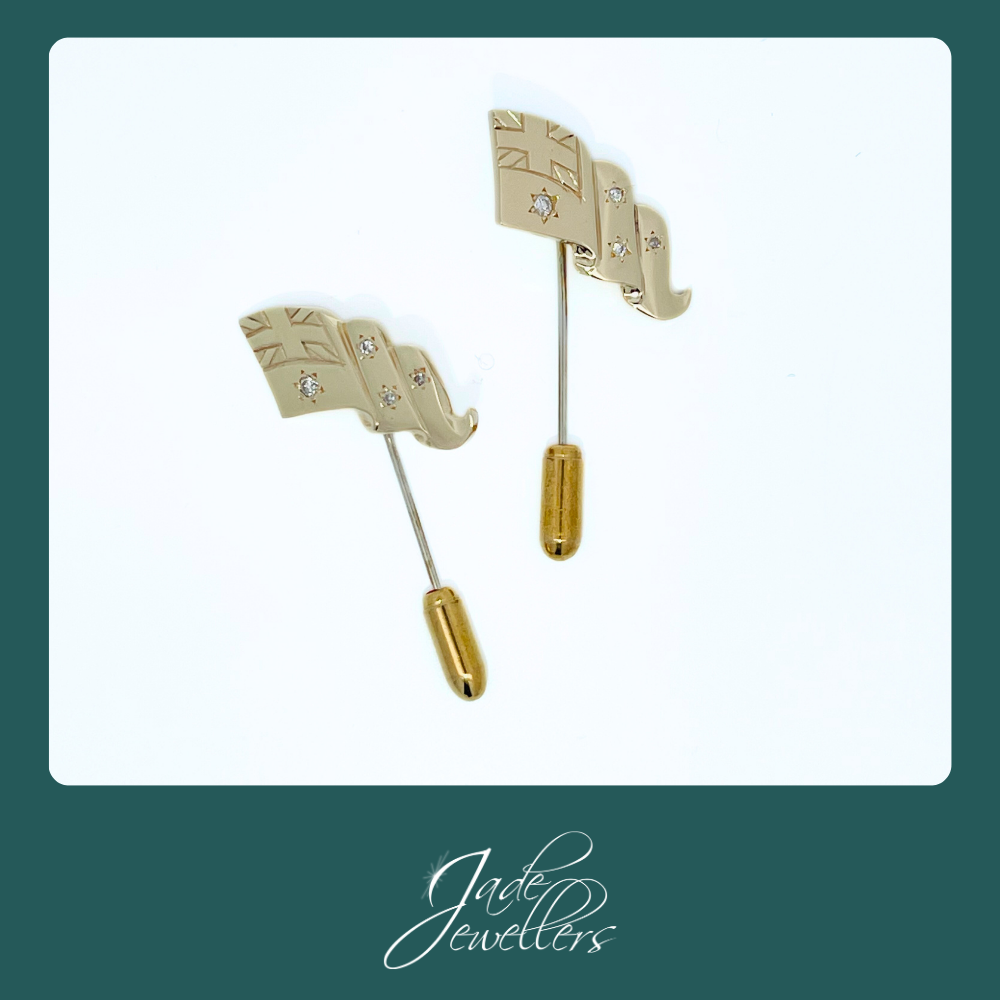 Custom Made 9ct Yellow Gold Australian Flag Tie Pin – Jade Jewellers